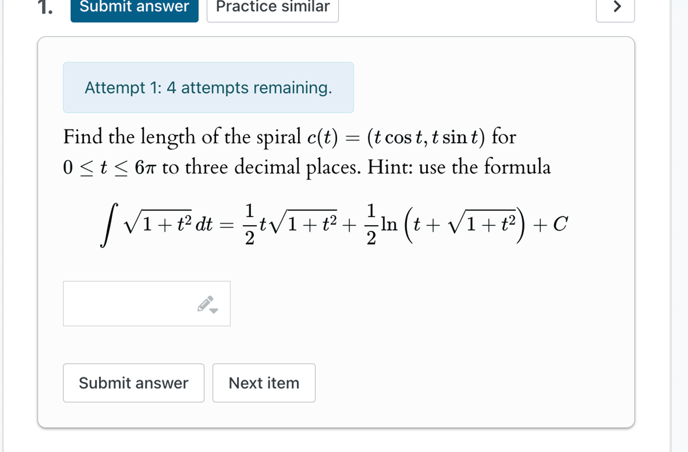 Attempt 1: 4 ﻿attempts remaining.Find the length of | Chegg.com