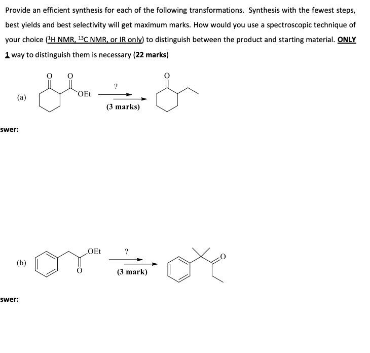 Solved Provide an efficient synthesis for each of the | Chegg.com