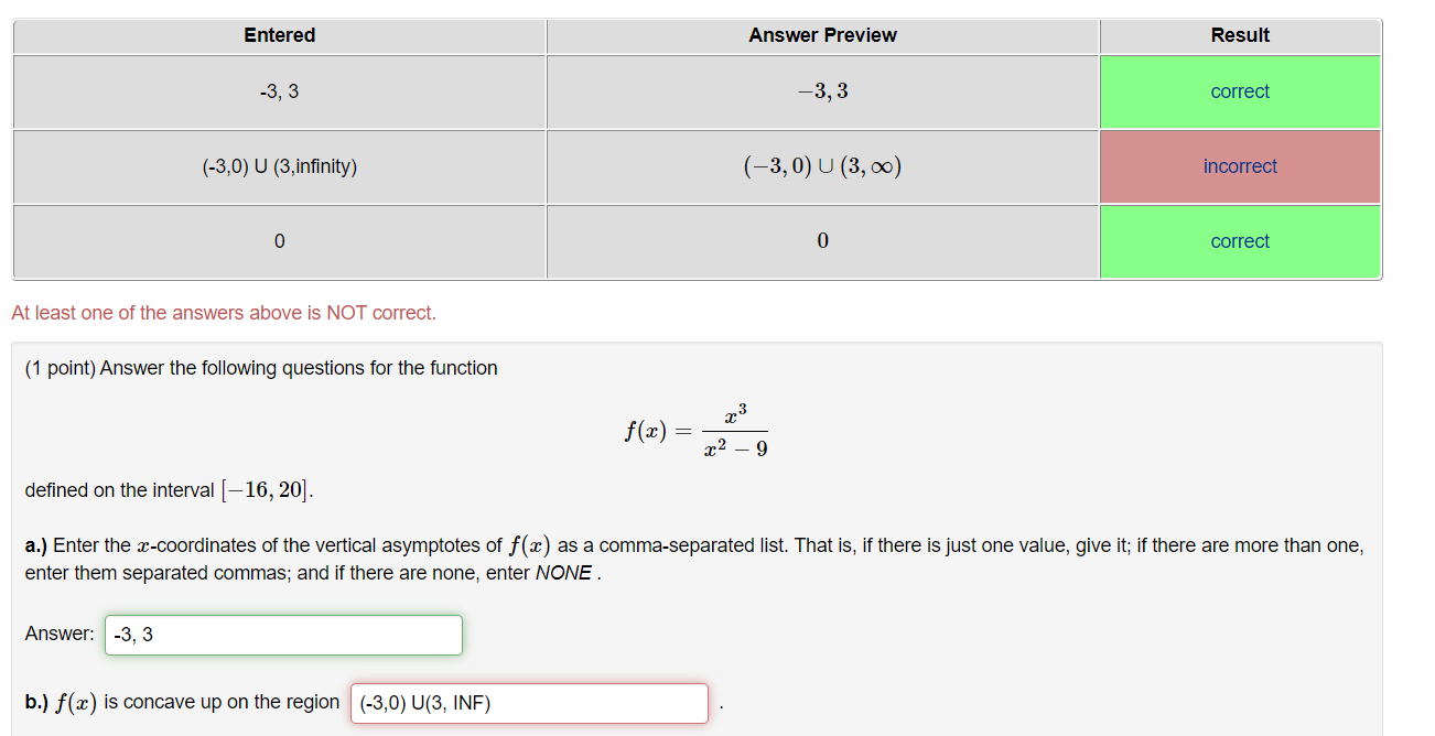 Solved At least one of the answers above is NOT correct. (1 | Chegg.com