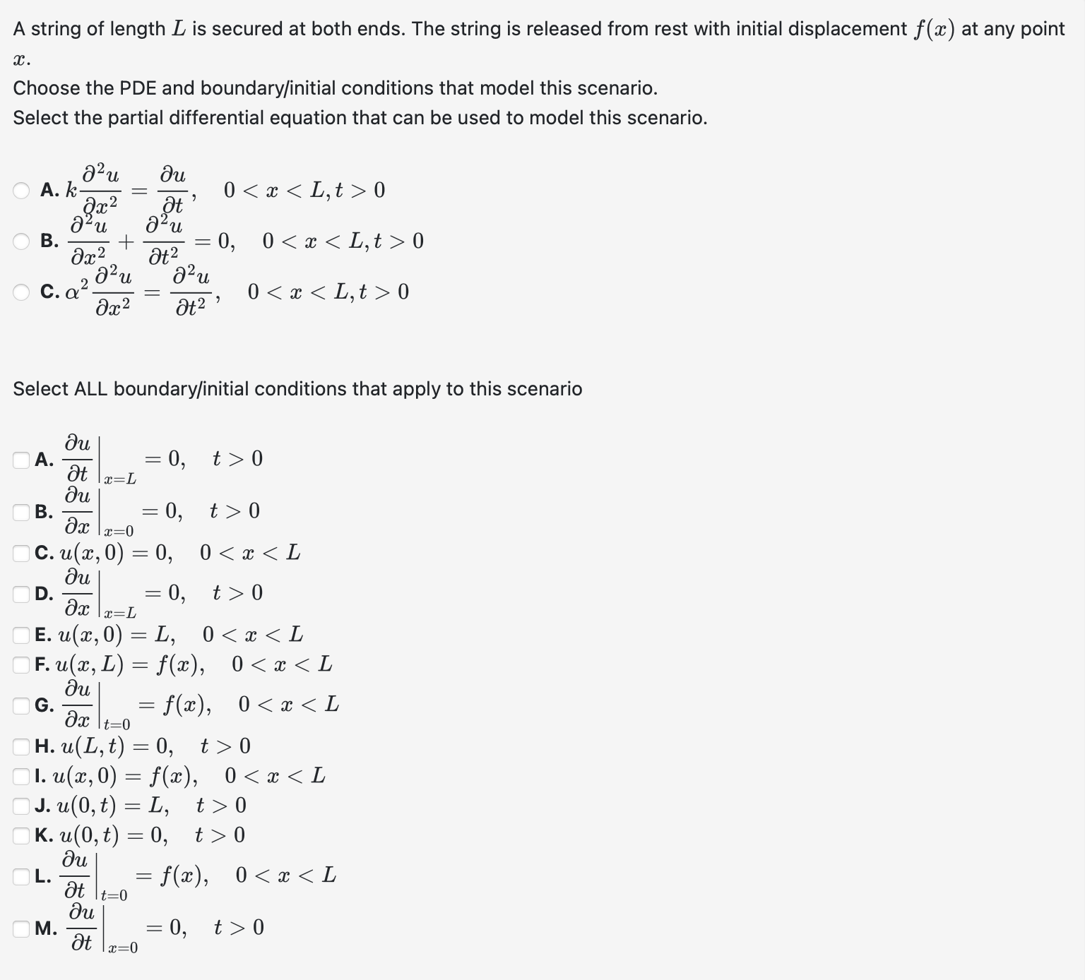 Solved A string of ﻿length L is ﻿secured at ﻿both ends. The | Chegg.com
