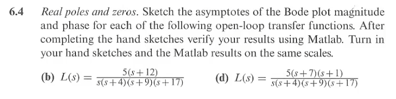 Solved .4 Real poles and zeros. Sketch the asymptotes of the | Chegg.com