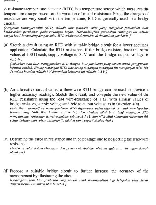 Solved A resistance-temperature detector (RTD) is a | Chegg.com