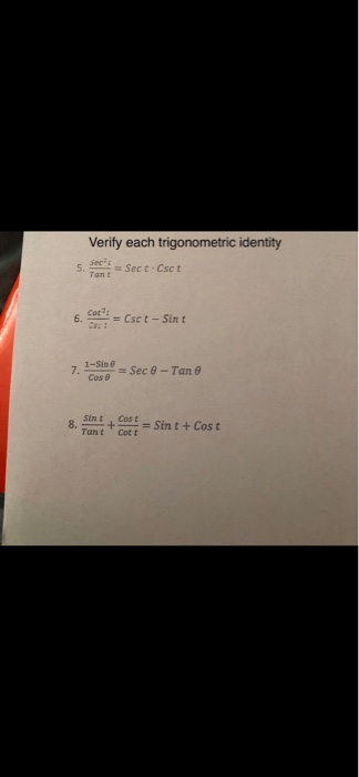 Solved Verify each trigonometric identity secz Sect Csct 6, | Chegg.com