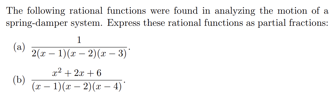 Solved The following rational functions were found in | Chegg.com