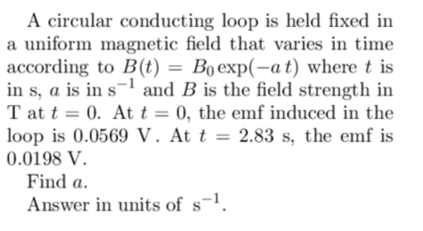 Solved A circular conducting loop is held fixed ina uniform | Chegg.com
