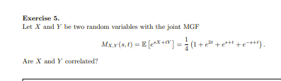 Solved Exercise 5.Let x ﻿and Y ﻿be two random variables with | Chegg.com