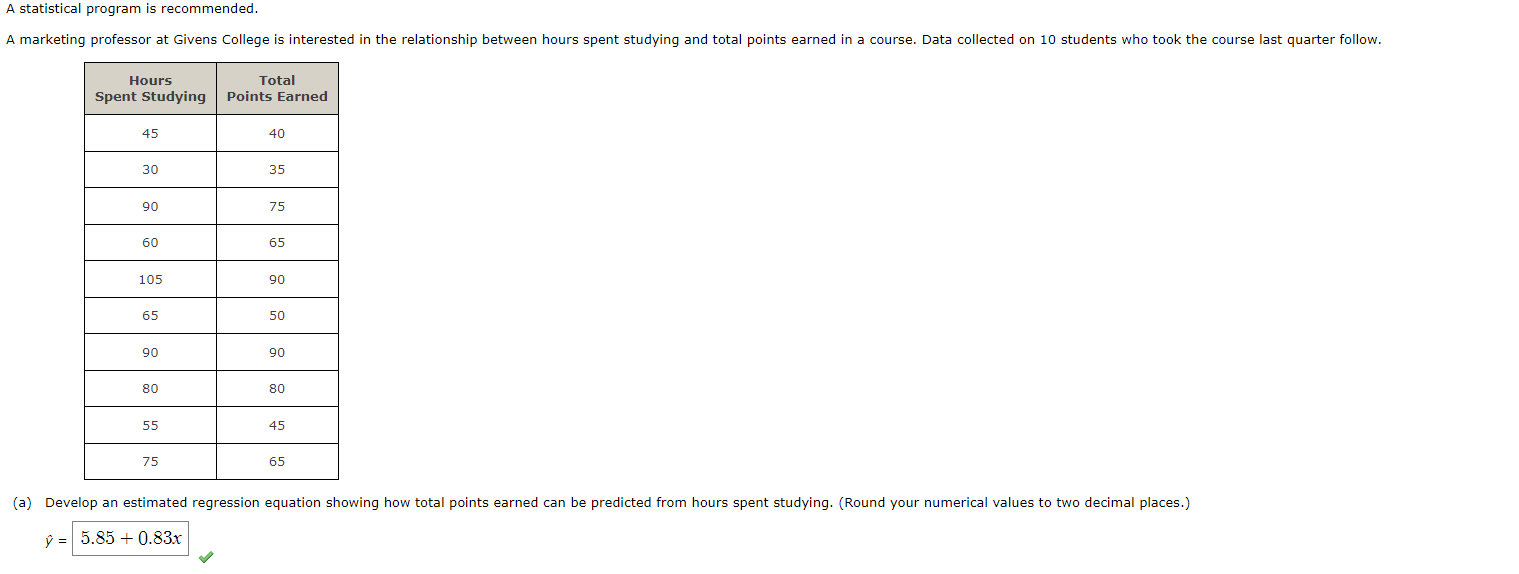 Solved A Develop An Estimated Regression Equation Showing 5507