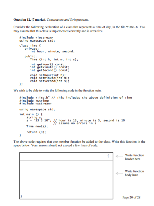 Solved Question 12. (7 marks). Constructors and | Chegg.com