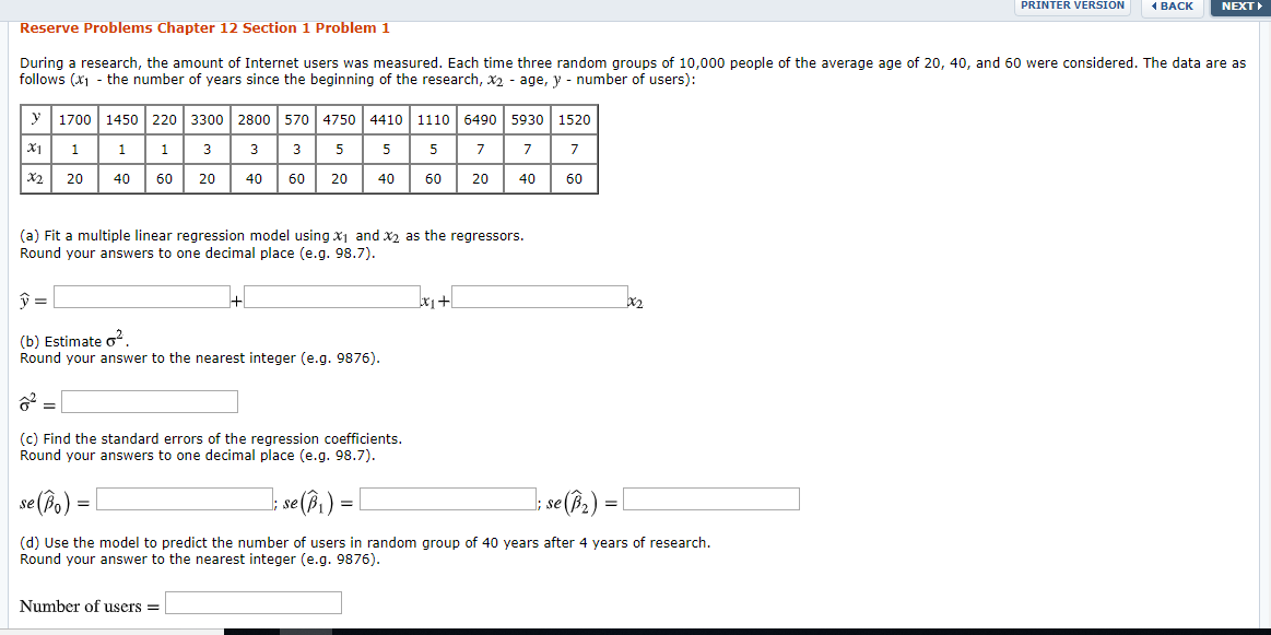 Solved PRINTER VERSION BACK NEXT Reserve Problems Chapter 12 | Chegg.com