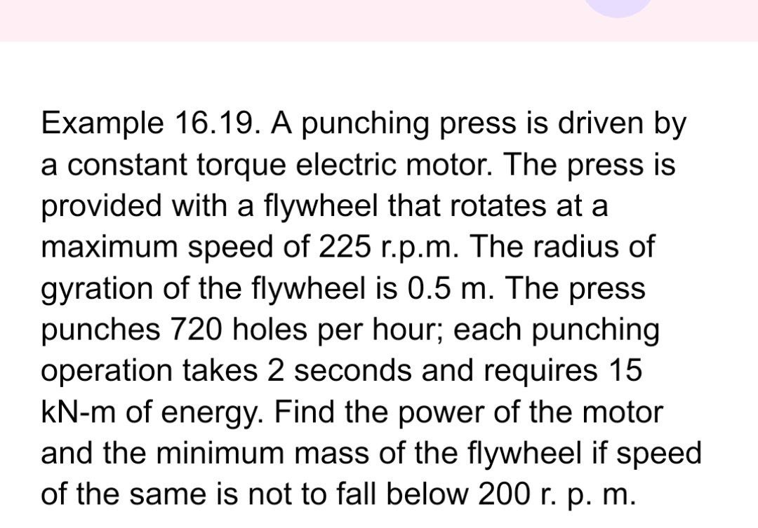Solved Reffer the picture A punching press is driven by a | Chegg.com