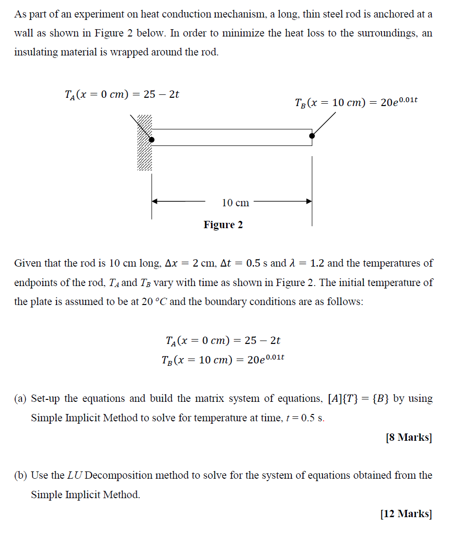 Solved As part of an experiment on heat conduction | Chegg.com