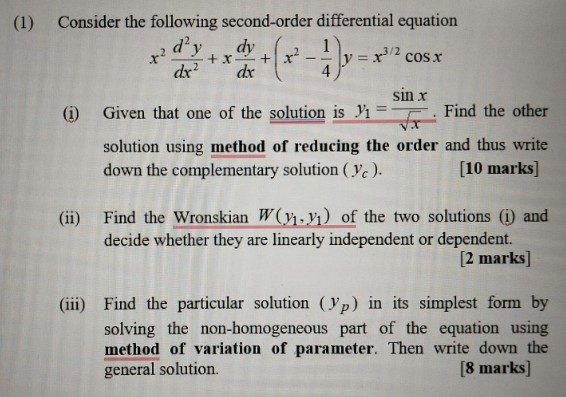 Solved Consider the following second-order differential | Chegg.com