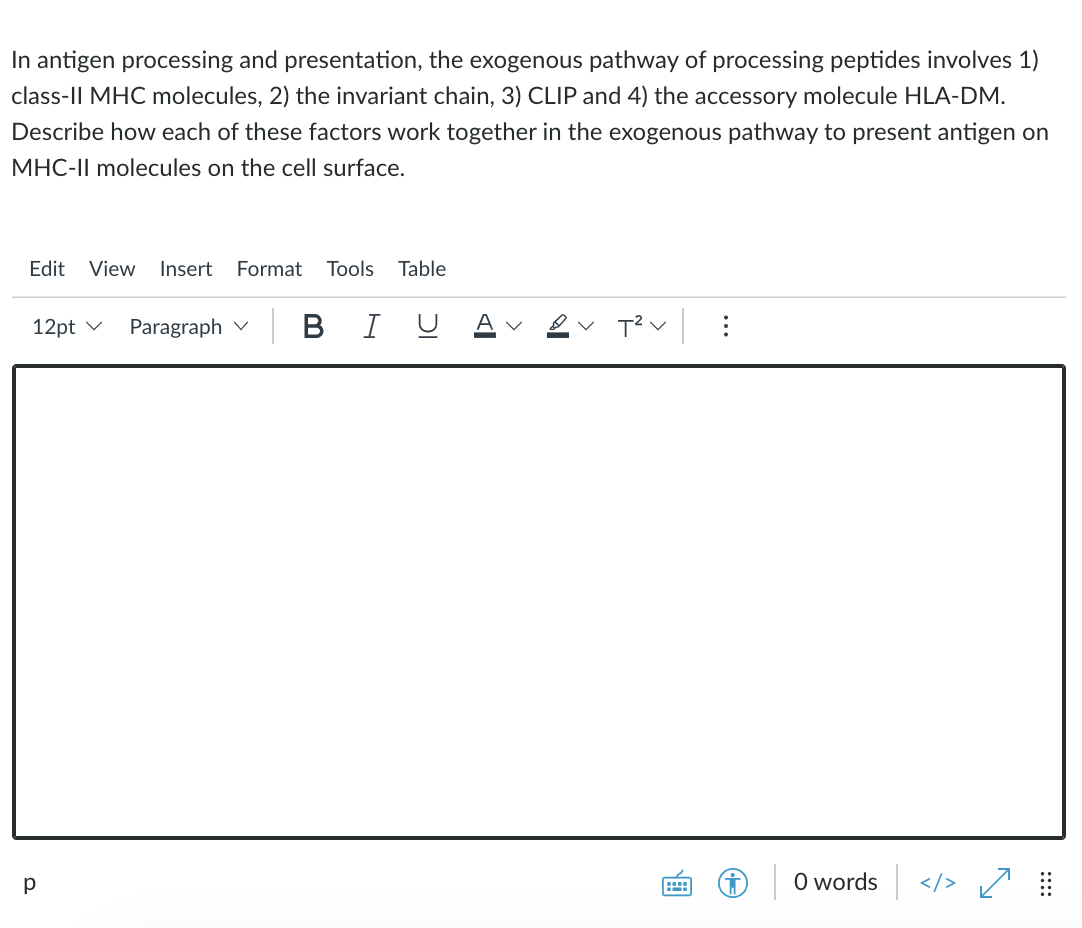 Solved In antigen processing and presentation, the exogenous | Chegg.com
