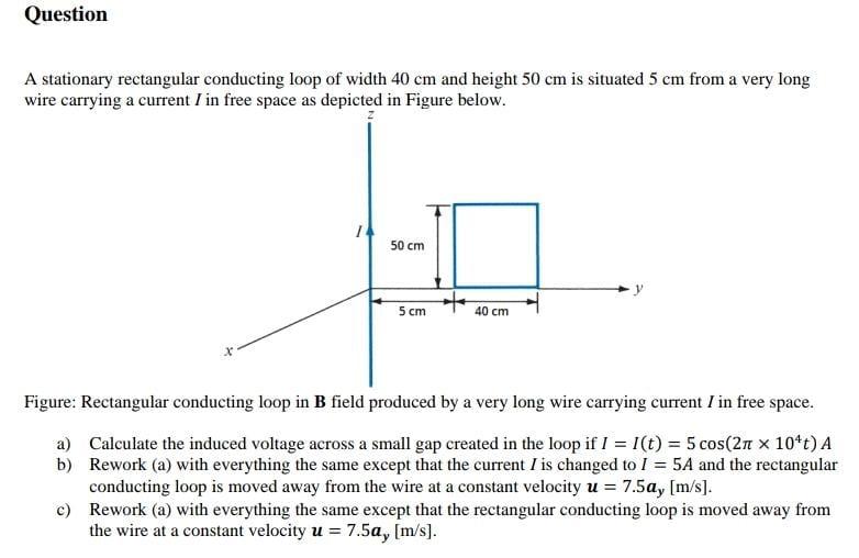 Solved Question A stationary rectangular conducting loop of | Chegg.com