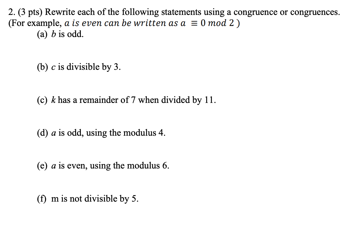 Solved 2. (3 pts) Rewrite each of the following statements | Chegg.com