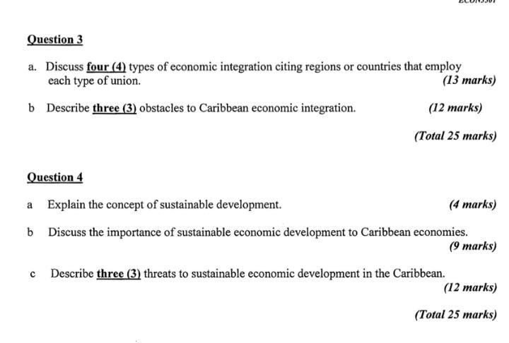 Solved a. Discuss four (4) types of economic integration | Chegg.com