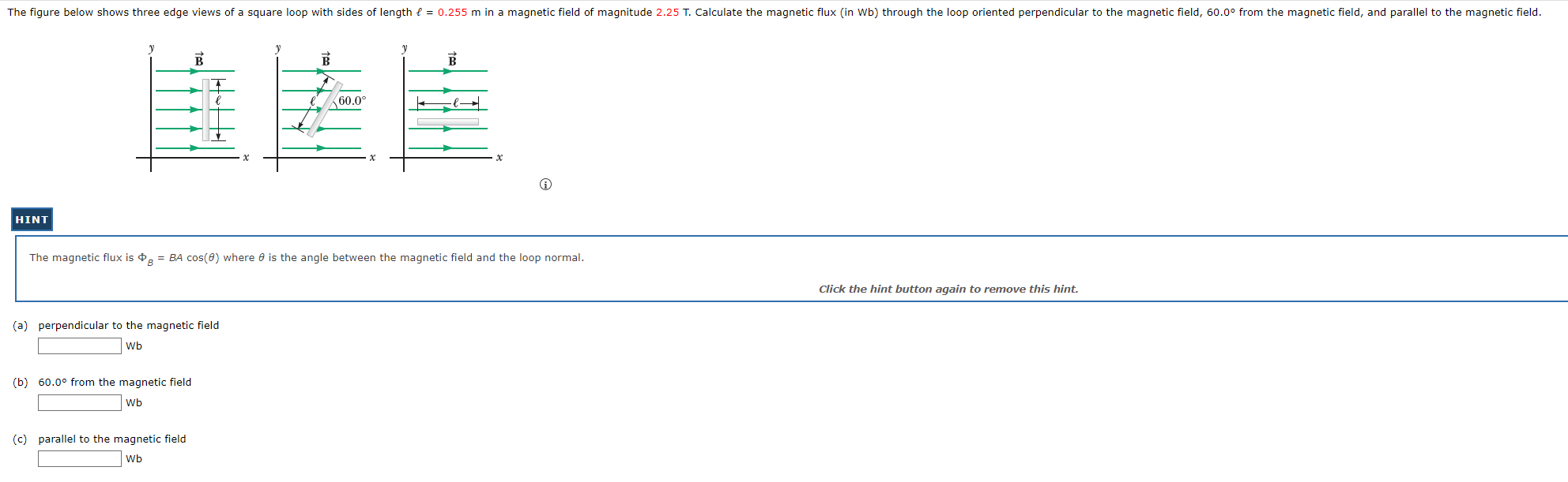 Solved The magnetic flux is ΦB=BAcos(θ) where θ is the angle | Chegg.com