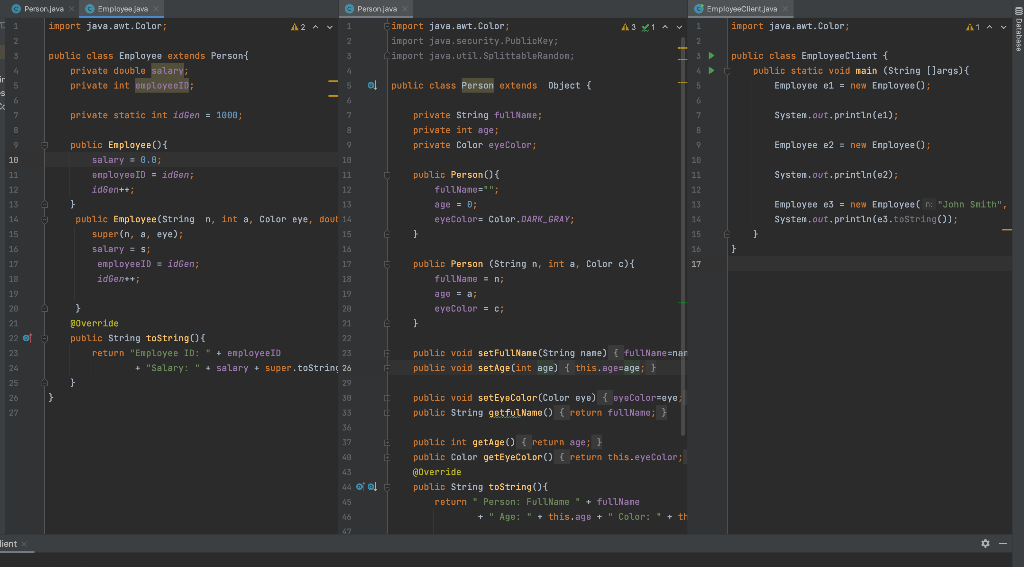 Solved public class Employee extends Person{ private | Chegg.com