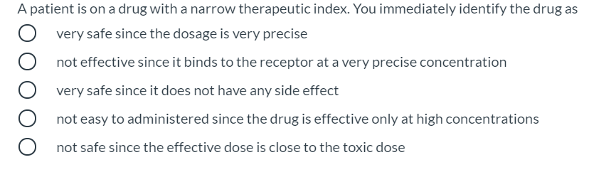 Solved A patient is on a drug with a narrow therapeutic | Chegg.com