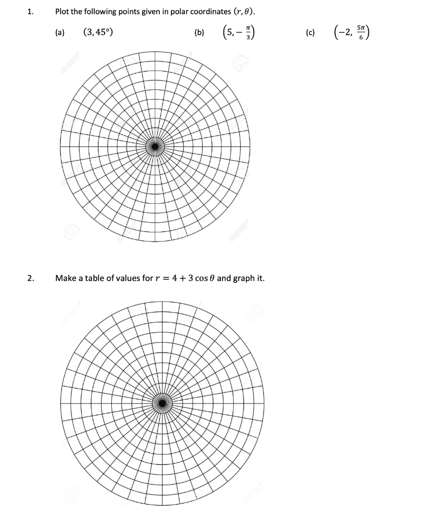 Solved 1. Plot the following points given in polar | Chegg.com