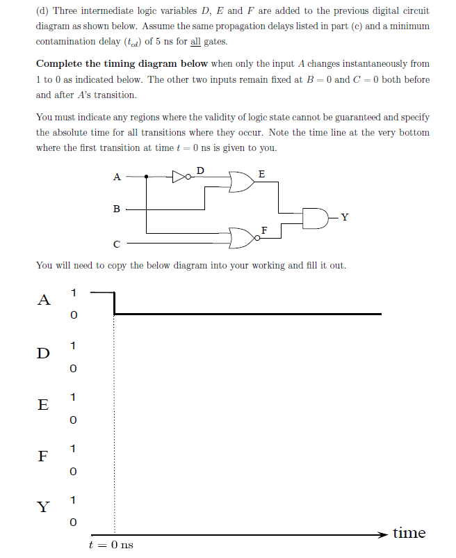 Solved (d) Three intermediate logic variables D, E and F are | Chegg.com