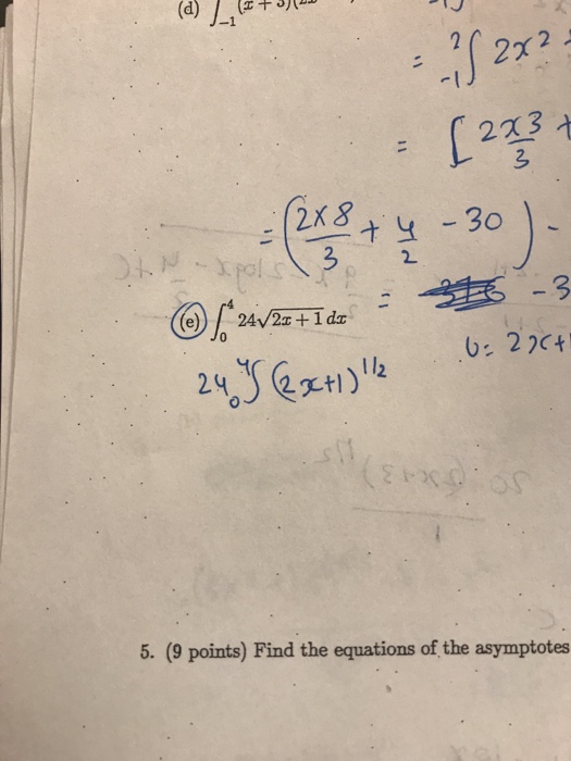 Solved , 2 22 -l C23 1 2x& (e))/24v/2+1 d 2 5. (9 points) | Chegg.com