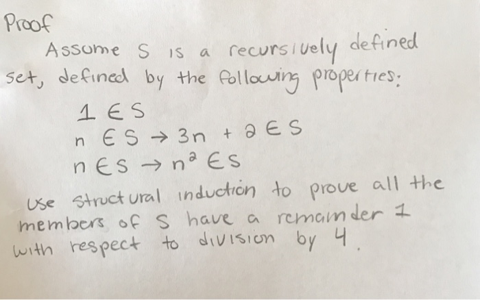 Solved Assume S is a recursively defined set, defined by the | Chegg.com