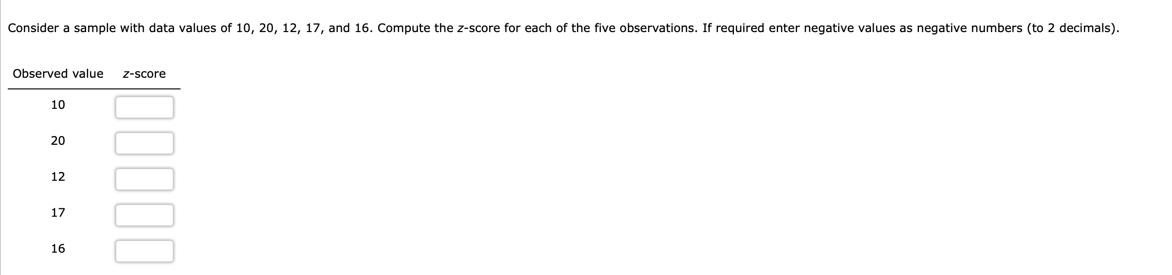 Solved Consider a sample with data values of 10, 20, 12, 17, | Chegg.com