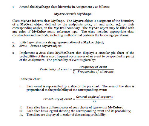 Solved 1- a. Amend the MyShape class hierarchy in Assignment | Chegg.com