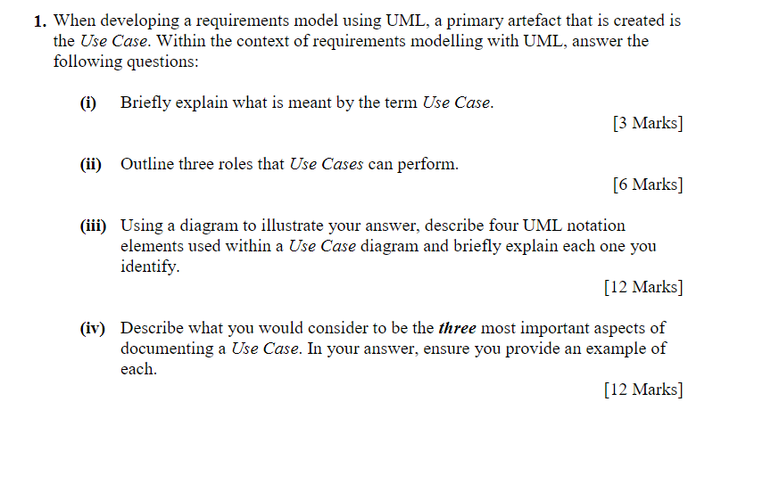 Solved 1. When developing a requirements model using UML, a | Chegg.com
