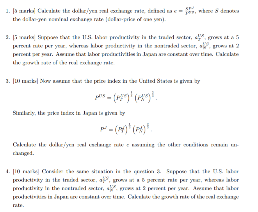 Real Exchange Rate Determination in the | Chegg.com