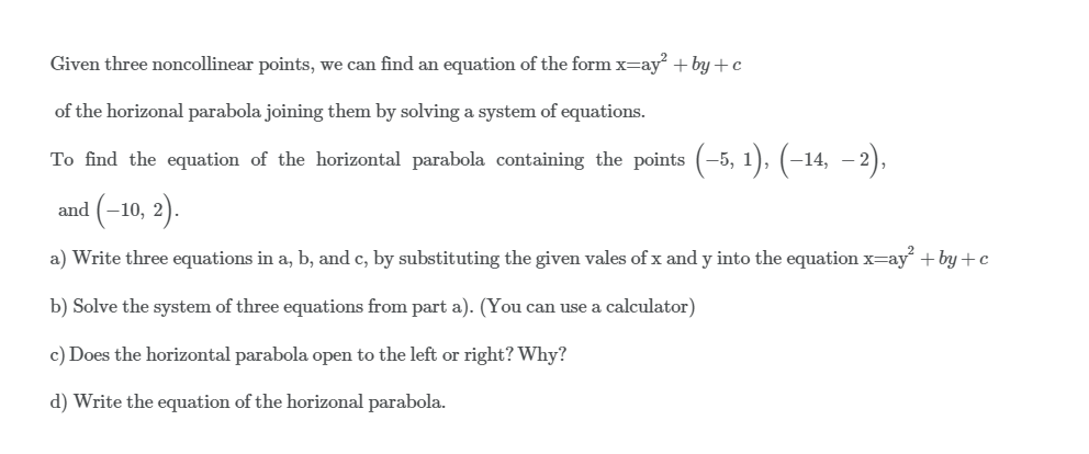 Solved Given three noncollinear points, we can find an | Chegg.com