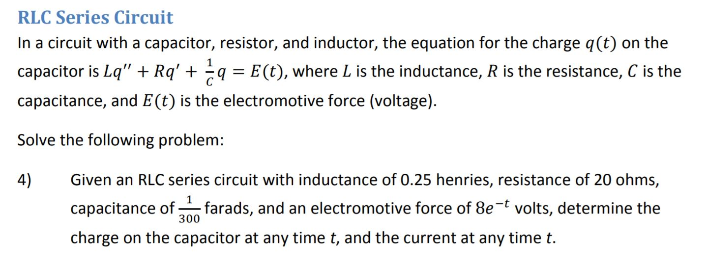 Solved RLC Series Circuit In a circuit with a capacitor, | Chegg.com