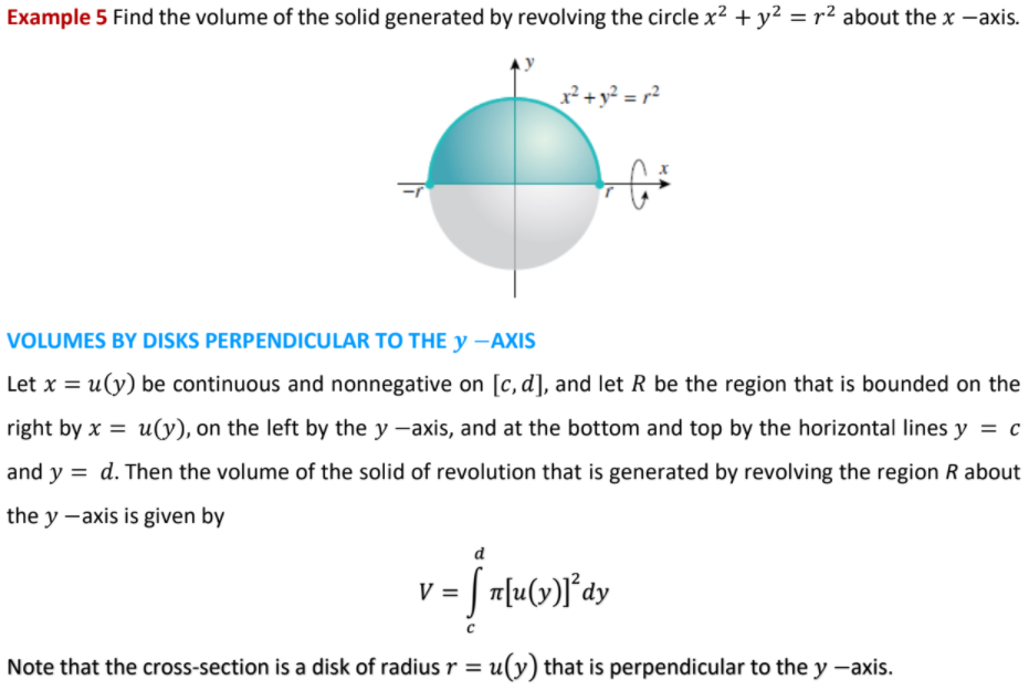 Solved Example 5 Find the volume of the solid generated by | Chegg.com