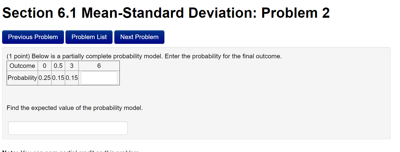Solved Section 6.1 Mean-Standard Deviation: Problem 2 | Chegg.com