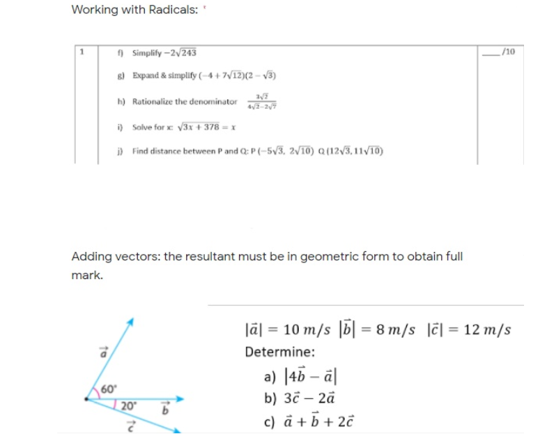 Solved Working with Radicals: /10 Simplify -27243 8) Expand | Chegg.com