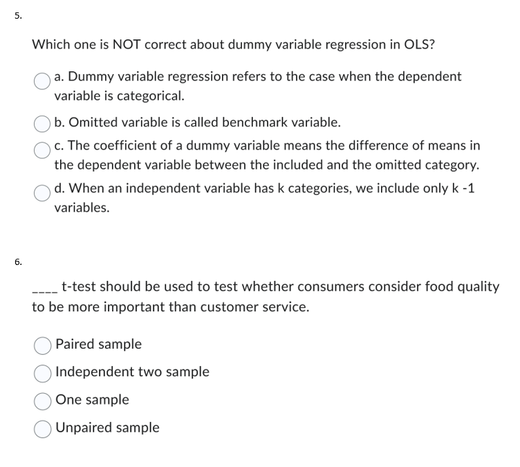 Solved Which one is NOT correct about dummy variable | Chegg.com