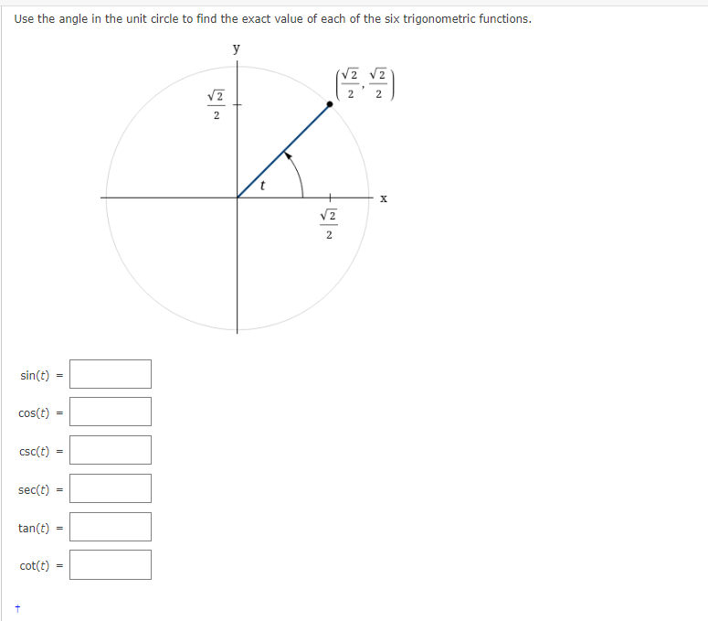 Solved Use the angle in the unit circle to find the exact | Chegg.com