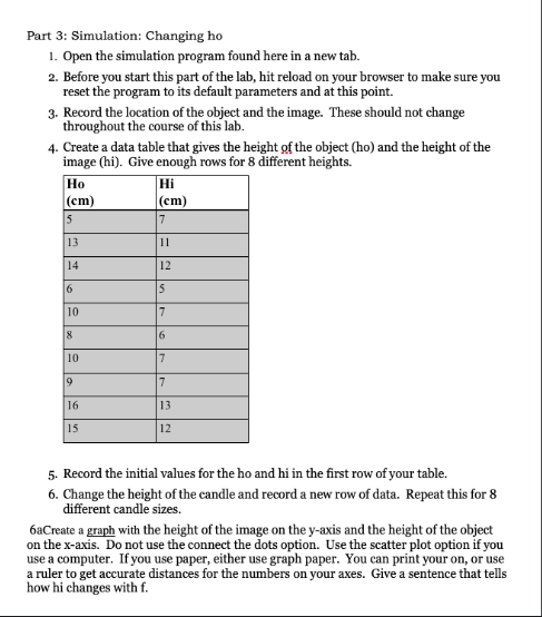 Solved Part 3: Simulation: Changing ho 1. Open the | Chegg.com