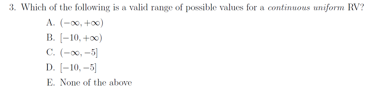 Solved 3. Which of the following is a valid range of | Chegg.com