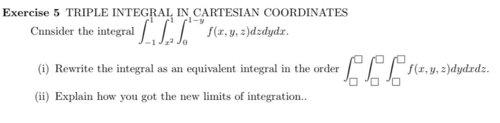 Solved Exercise 5 Triple Integral In Cartesian Coordinates C