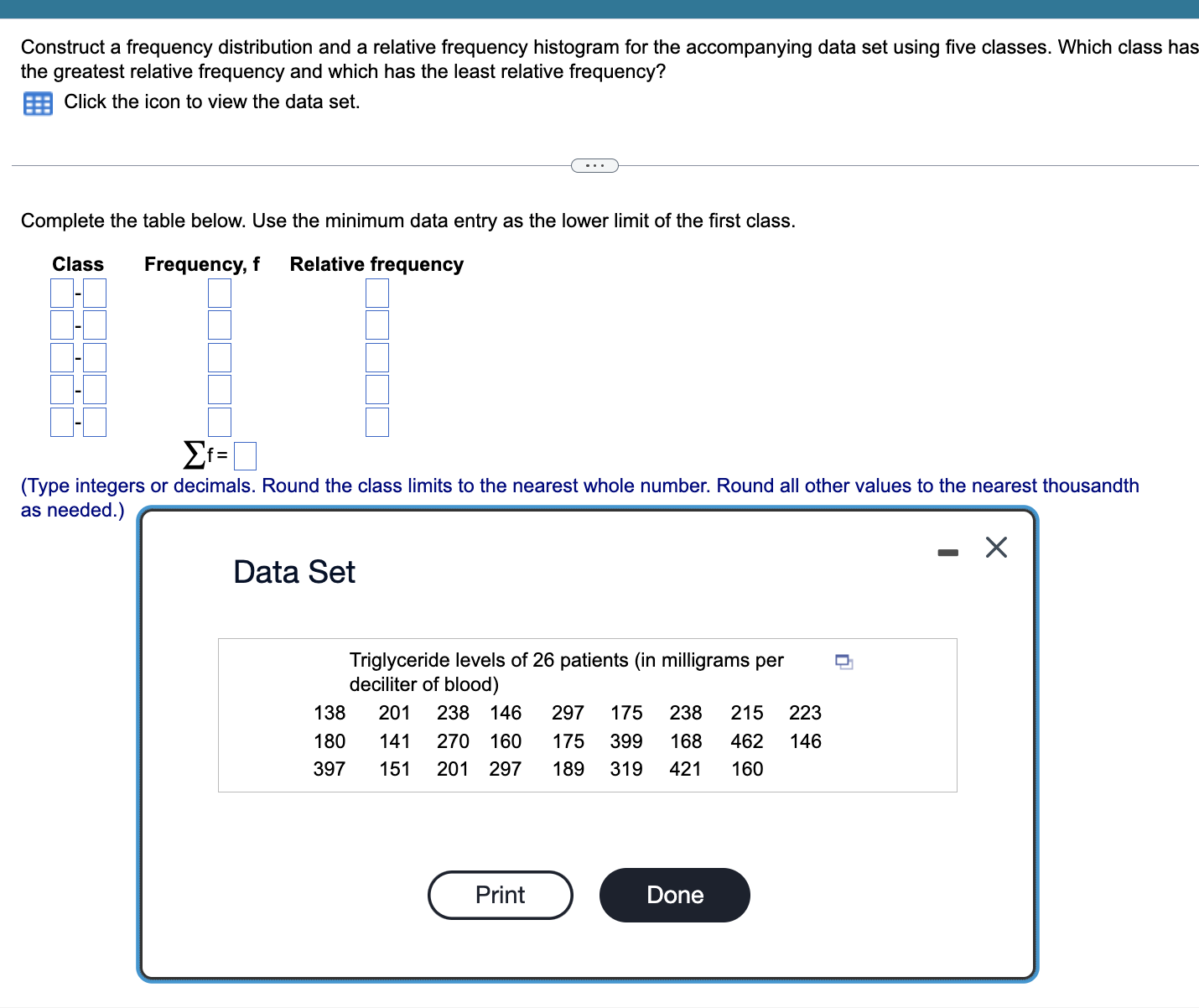 Solved Construct a frequency distribution and a frequency | Chegg.com