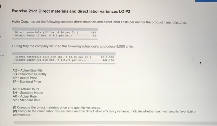 Solved Exercise 21-11 Direct materials and direct labor | Chegg.com Solved Exercise 21-11 Direct materials and direct labor | Chegg.com