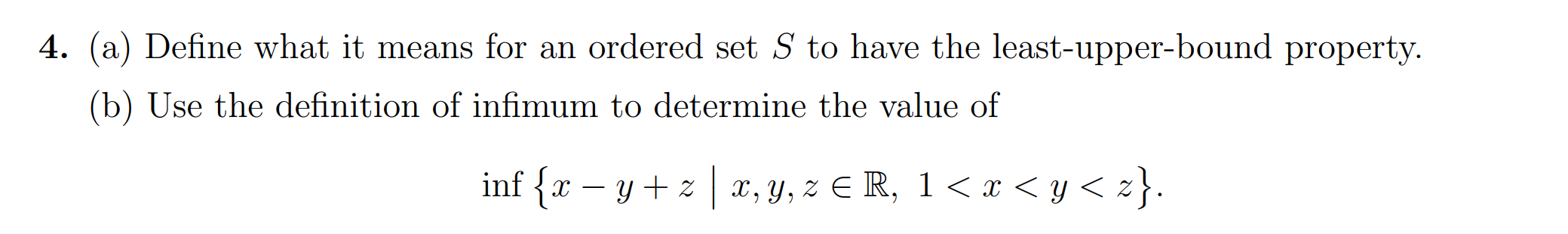 Solved 4. (a) Define what it means for an ordered set S to | Chegg.com