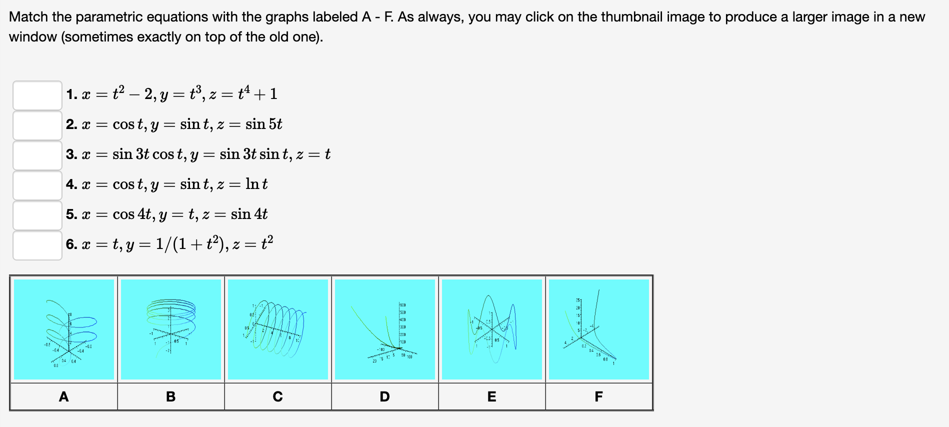 Solved Match the parametric equations with the graphs | Chegg.com