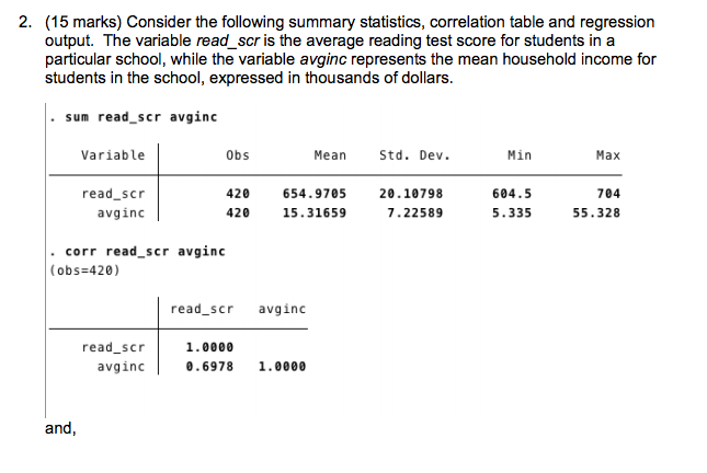 Solved 2. (15 marks) Consider the following summary | Chegg.com