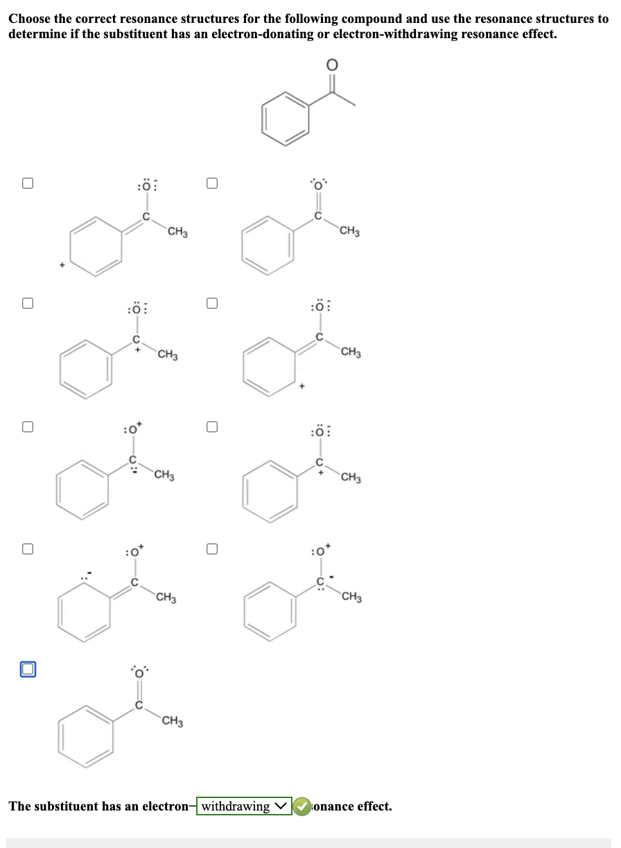 Solved Choose the correct resonance structures for the | Chegg.com