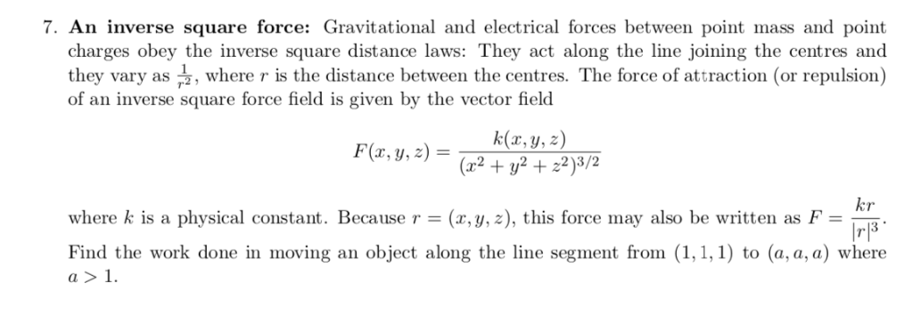 Solved 7. An inverse square force: Gravitational and | Chegg.com