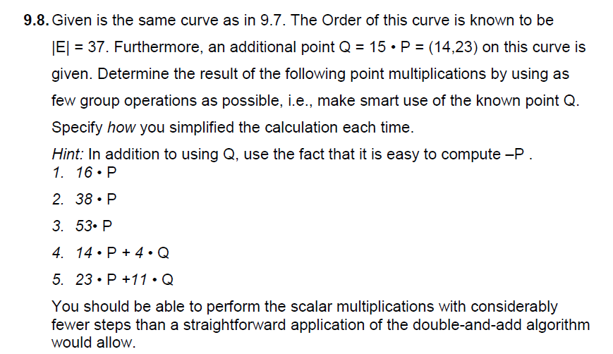 Solved 9.7.Given an elliptic curve E over Z29 and the base | Chegg.com