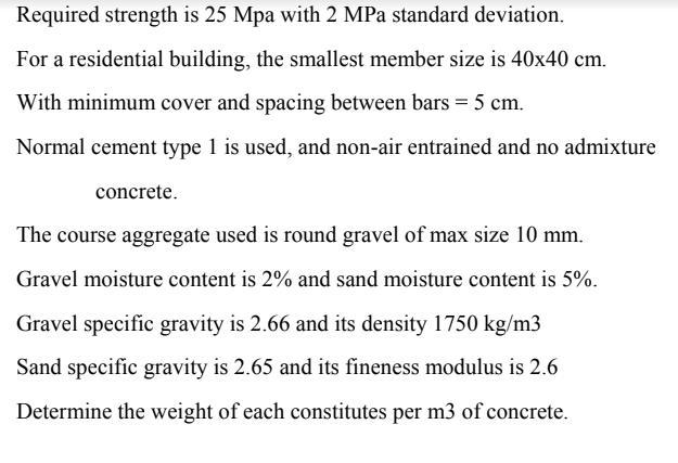Solved Required strength is 25 Mpa with 2 MPa standard | Chegg.com